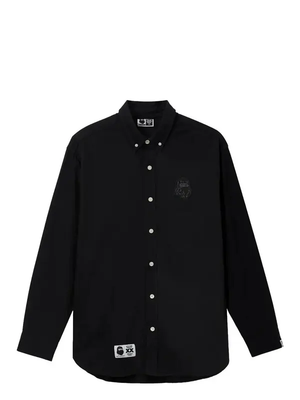 FINGERCROXX Logo-patch Cotton Shirt - Black
