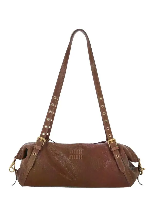 Miu Miu Leather Eyeleted Tote Bag - Brown
