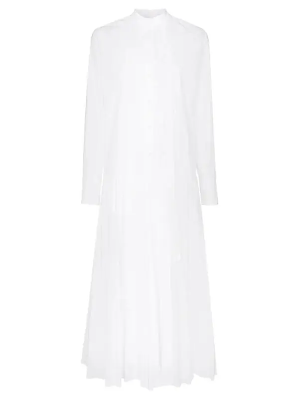 Valentino Garavani Pleated Cotton-blend Poplin Dress - White