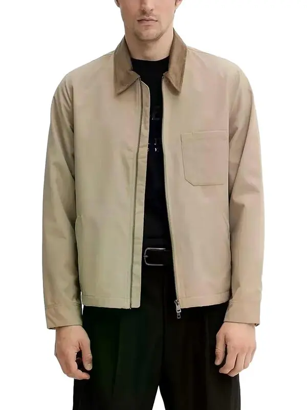 SAMSOE SAMSOE Zip-front Jacket With Corduroy Collar - Brown