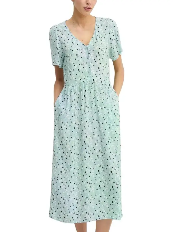 Marc O'polo Floral Print Button-front Midi Dress - Blue
