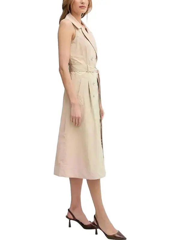 Dkny Double-breasted Sleeveless Belted Dress - Neutrals