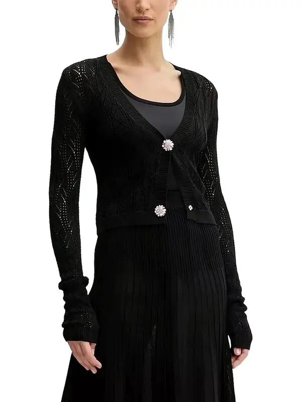 SILVIAN HEACH Lace-insert Button Cardigan - Black