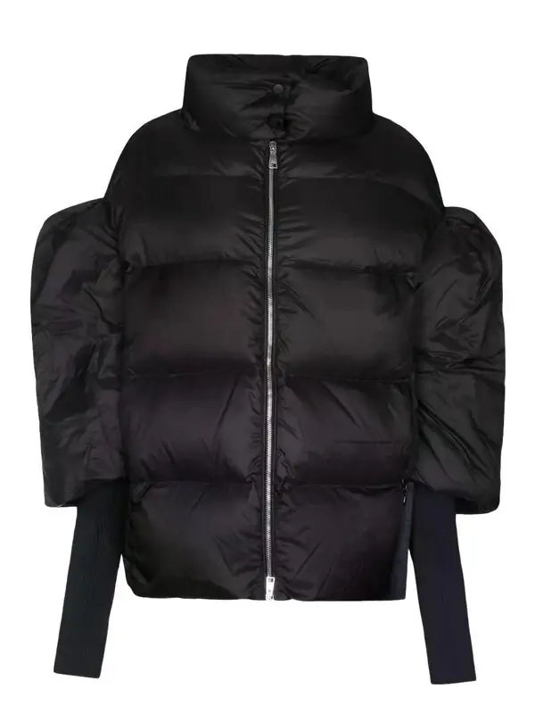 Add Puff-sleeve Quilted Puffer Jacket - Black
