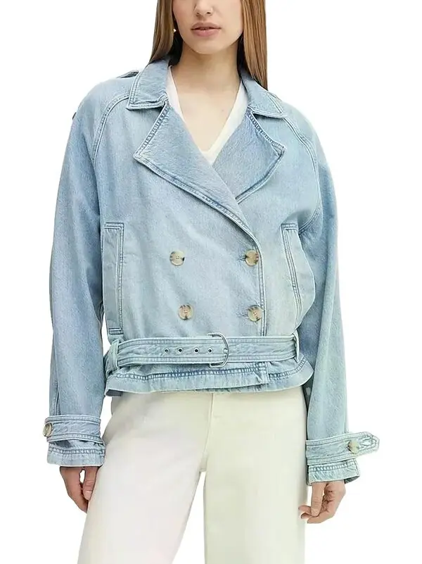 BOSS Double-breasted Denim Jacket - Blue