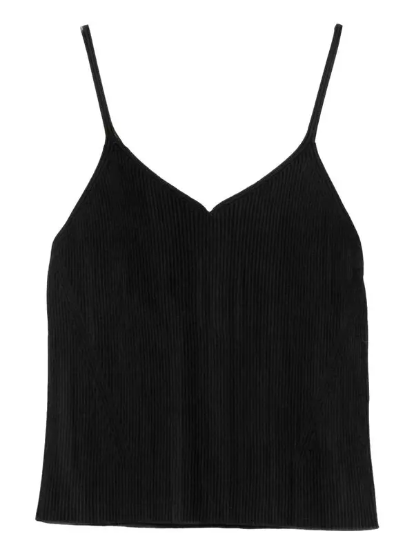 CFCL Ribbed V-neck Top - Black