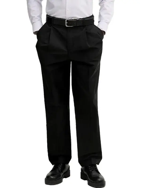 Hugo Boss Pleated Front Trousers - Black