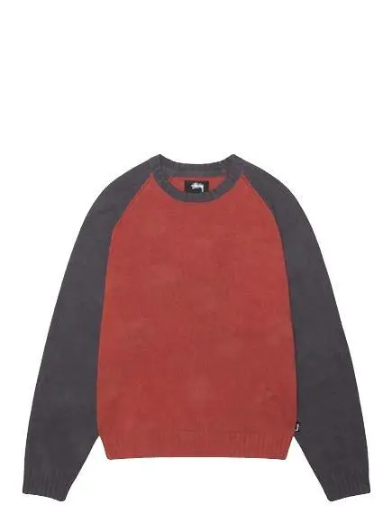 StÜssy Colorblocked Raglan Knit Crew - Brick