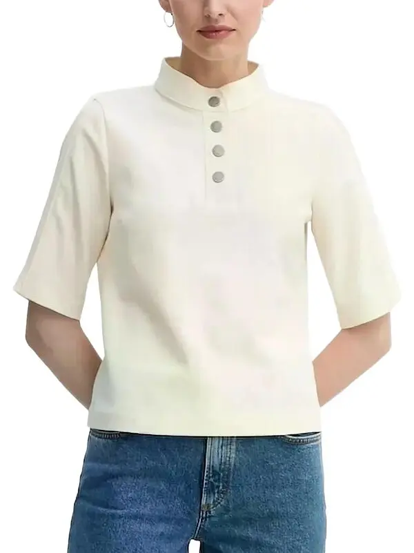 Ba&sh Mock-neck Blouse With Button Placket - Neutrals