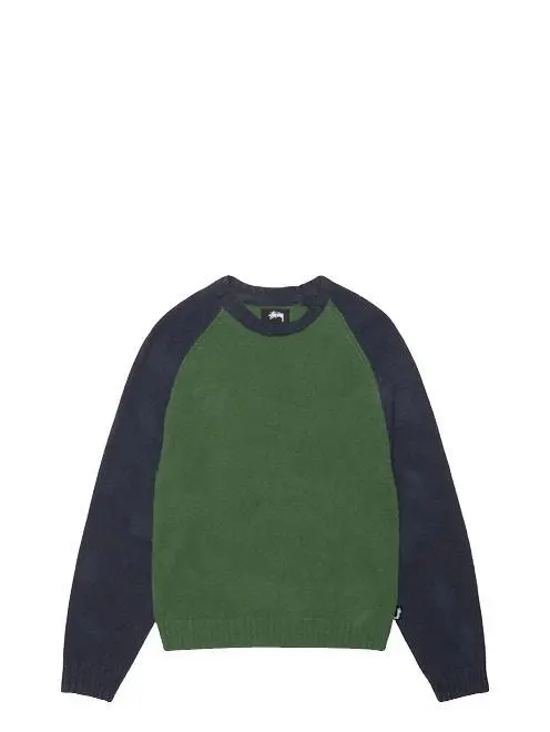 StÜssy Colorblocked Raglan Knit Crew - Green