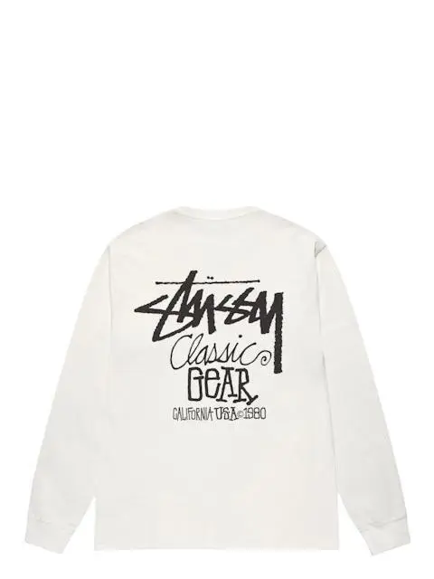 StÜssy Classic Gear Long Sleeve Pigment Dyed Tee Shirt - Natural