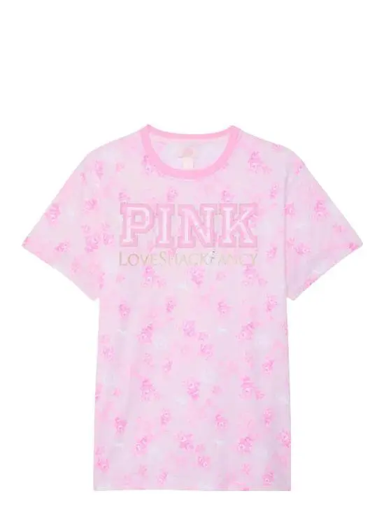 Pink X Loveshackfancy Campus Cotton Tee Shirt - Beaux Icons