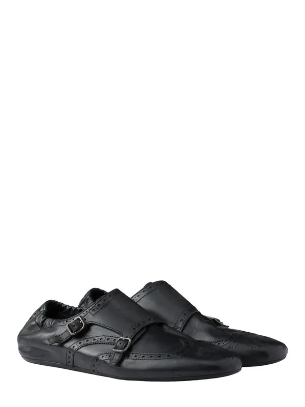 Prada Shuffle Double Monk Strap Shoes - Black