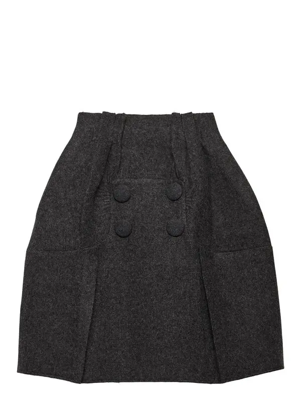 Prada Shetland Wool Midi Skirt - Grey