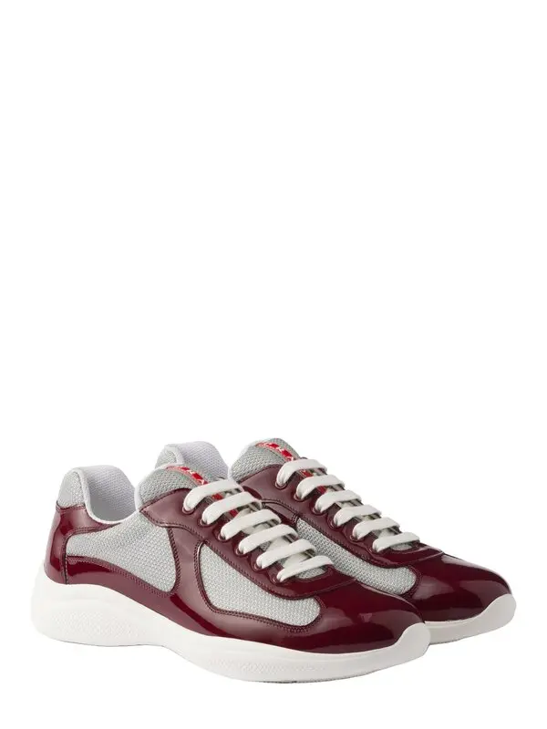 Prada Patent Leather And Technical Fabric America's Cup Sneakers - Red