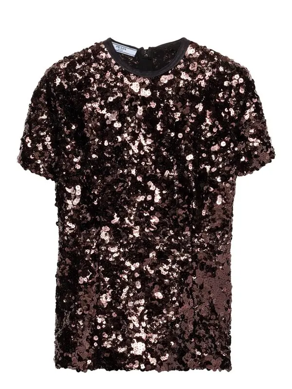 Prada Embroidered Sequin Top - Purple