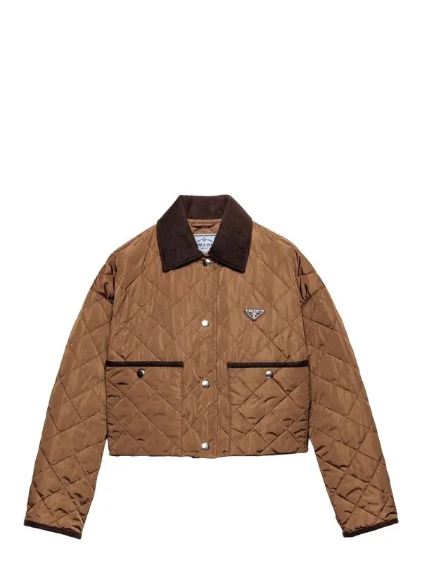 Prada Light Re-nylon Cropped Jacket - Cork Beige