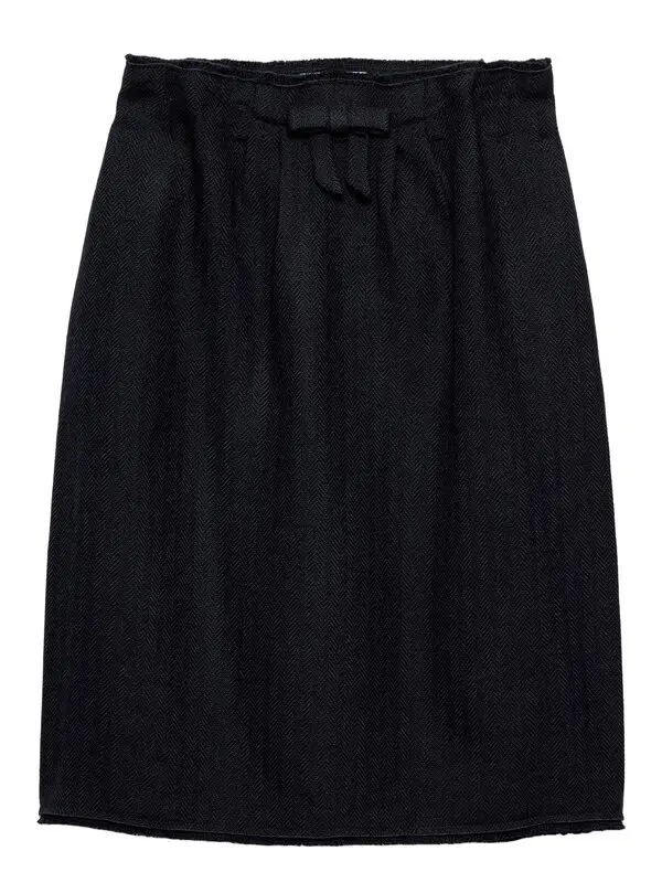 Prada Chevron Wool Midi Skirt - Blue