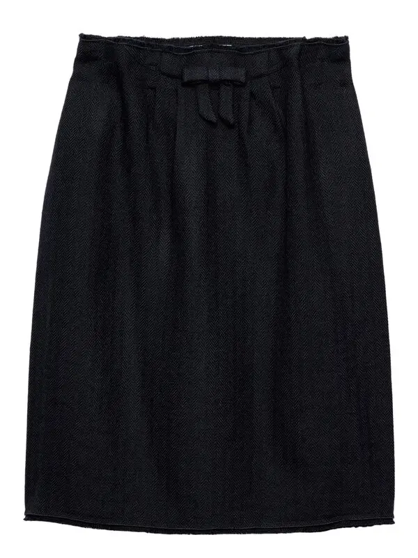 Prada Chevron Wool Midi Skirt - Navy