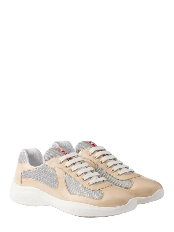 Prada Patent Leather And Technical Fabric Sneakers - Quartz/silver
