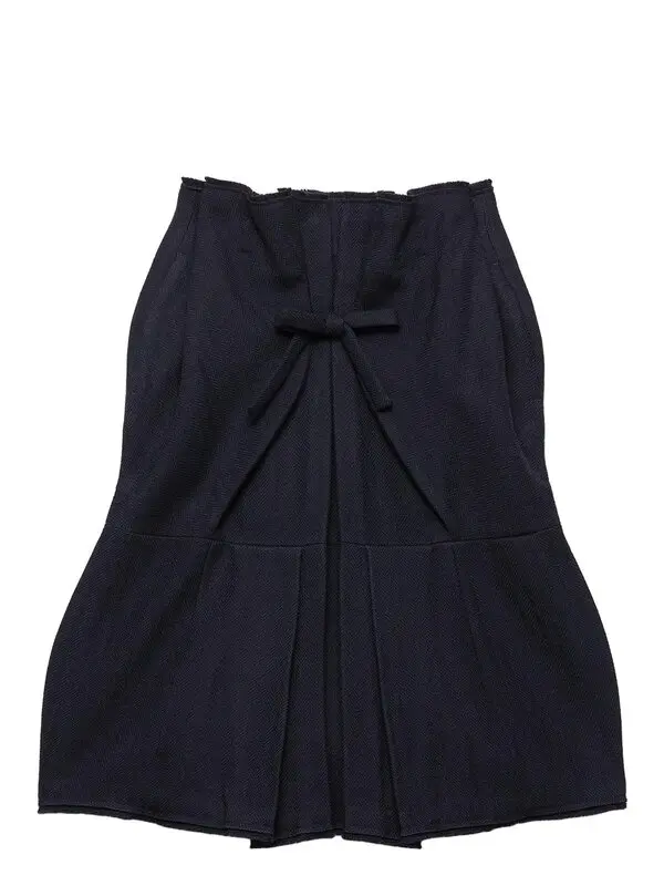 Prada Chevron Wool Midi Skirt - Navy