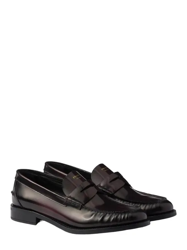 Prada Brushed Leather Loafers - Cordovan