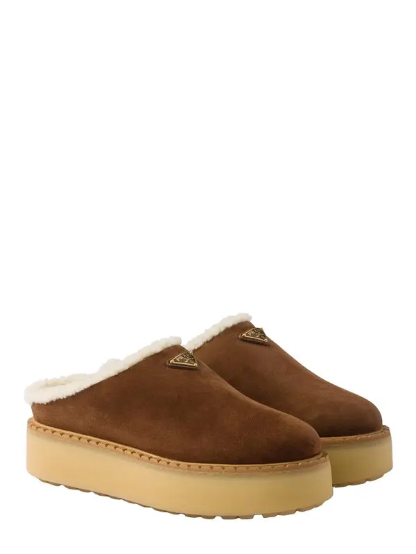 Prada Suede Slippers - Brown