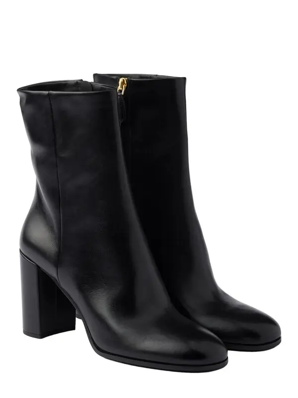 Prada Leather Booties - Black