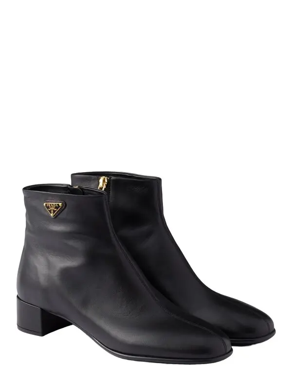 Prada Nappa Leather Booties - Black