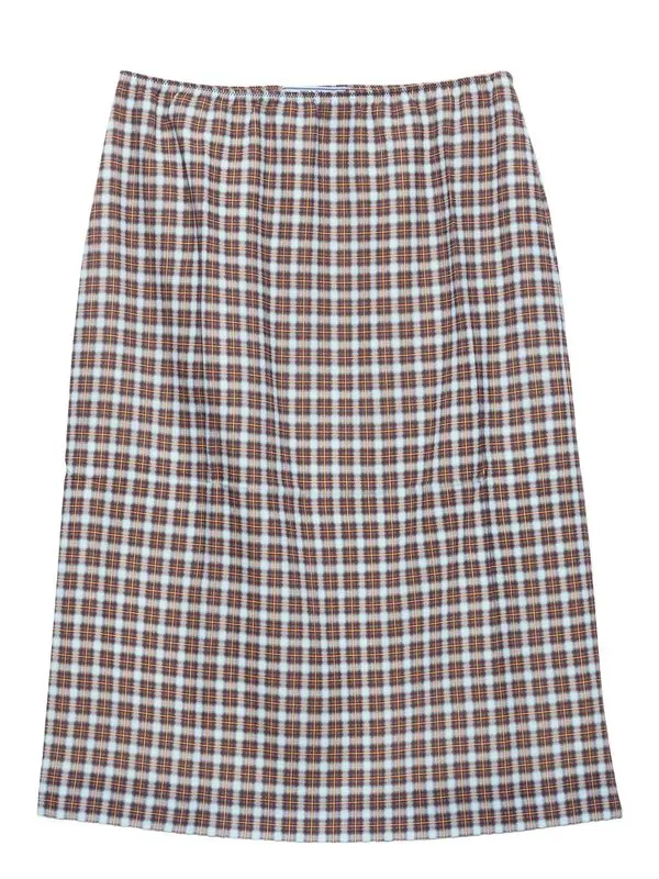 Prada Checked Stretch Georgette Skirt - Light Blue