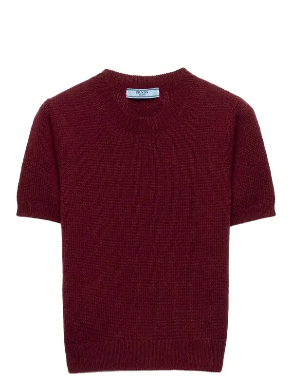 Prada Short-sleeved Cashmere Sweater - Amaranth Red/maize Yellow