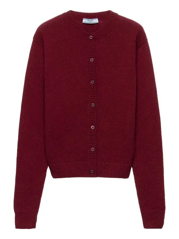 Prada Cashmere Cardigan - Amaranth Red/maize Yellow