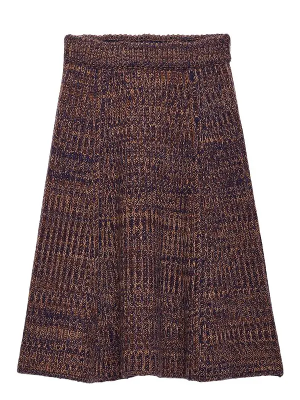Prada Wool And Cashmere Knit Flared Skirt - Blue