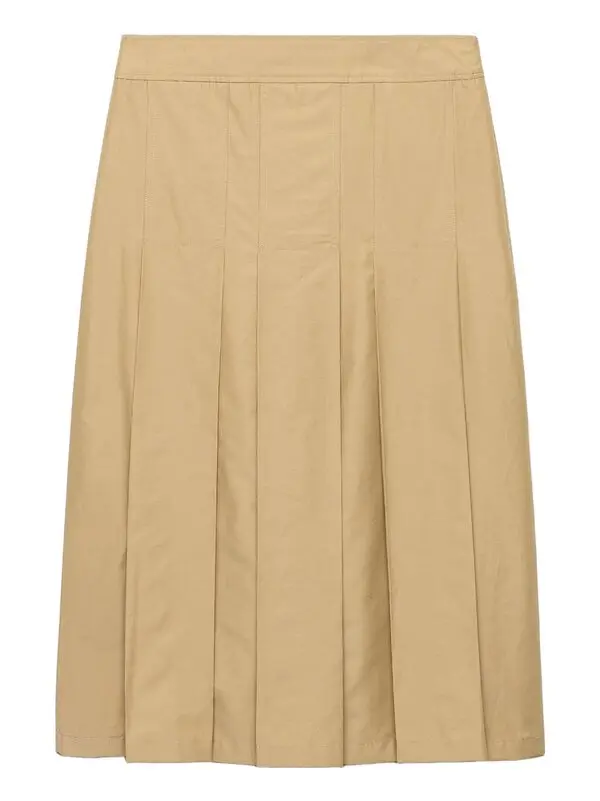 Prada Technical Fabric Pleated Skirt - Cork Beige