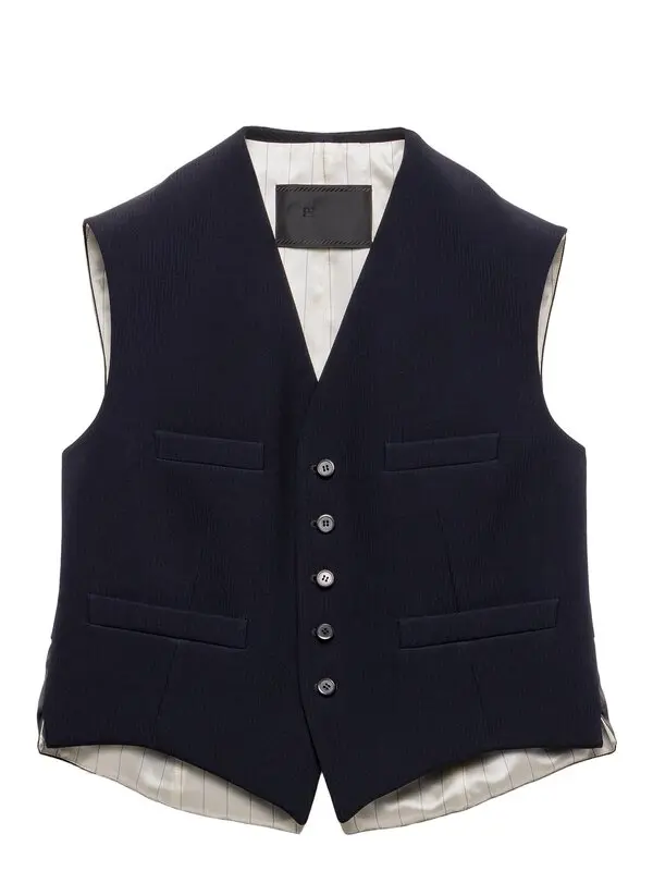 Prada Single-breasted Wool Vest - Navy