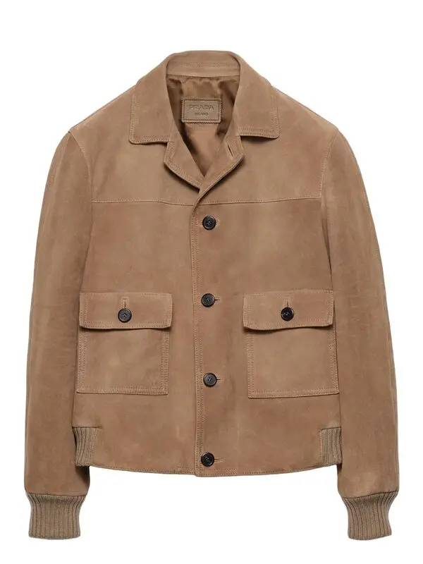 Prada Suede Bomber Jacket - Stone