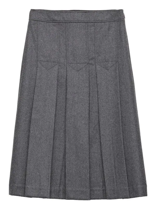 Prada Flannel Pleated Skirt - Grey
