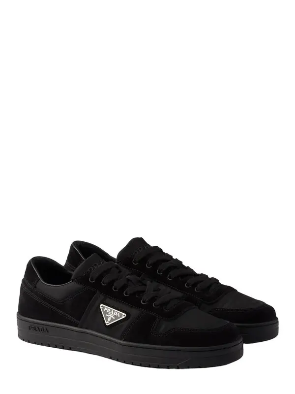 Prada Downtown Re-nylon And Suede Sneakers - Black