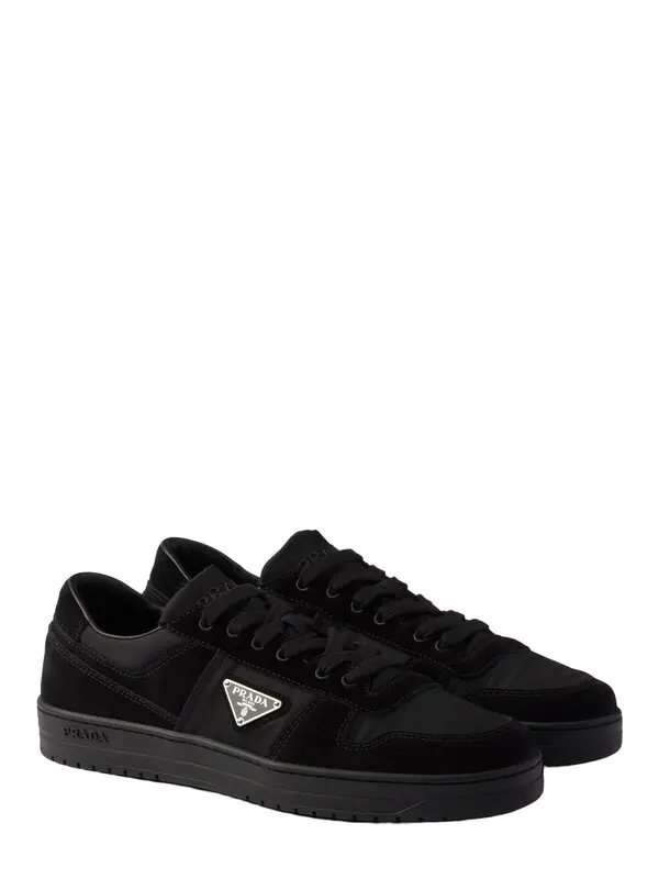 Prada Downtown Re-nylon And Suede Sneakers - Black