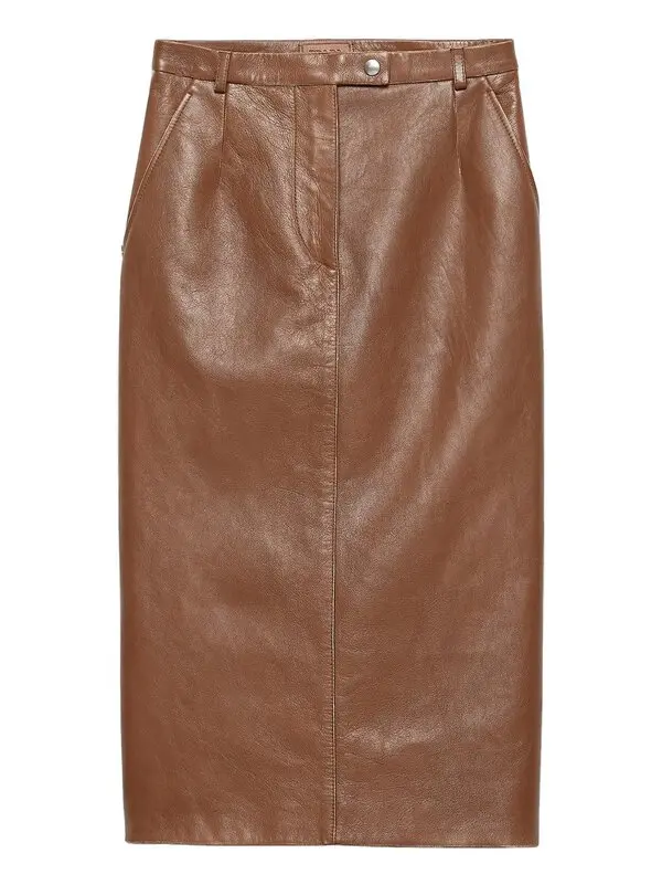 Prada Nappa Leather Pencil Skirt - Brandy
