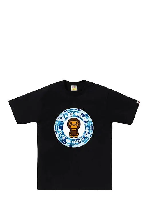 A BATHING APE Abc Camo Milo Busy Works Tee Shirt - Black/blue