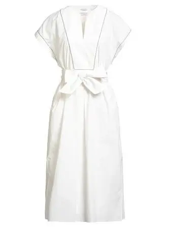 Brunello Cucinelli Midi Cotton Dress - White