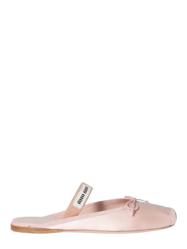 Miu Miu Satin Ballerina Mules - Orchid Pink