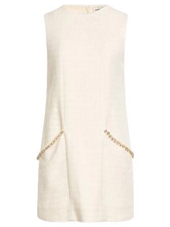 Sandro Mini Tweed Bodycon Dress - Ivory