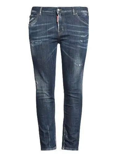 Dsquared2 Slim Fit Jeans With Leather Trims - Blue