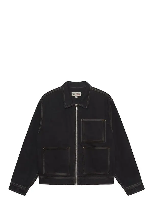 StÜssy Denim Zip Work Jacket - Washed Black