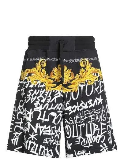 Versace Printed Fleece Athletic Shorts - Black