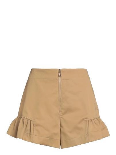 Sandro Cotton Twill Gathered High Waisted Shorts - Camel