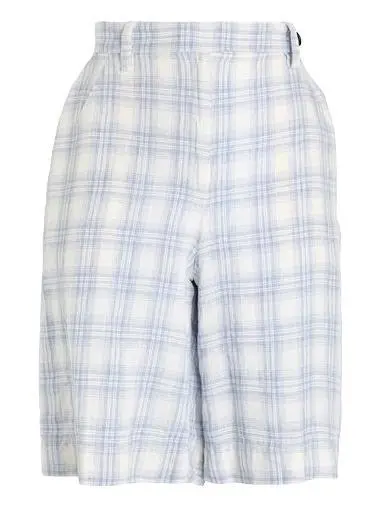 Massimo Alba Linen Tartan Bermuda Shorts - Blue