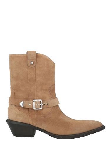 Pinko Suede Ankle Boots With Cuban Heel - Camel